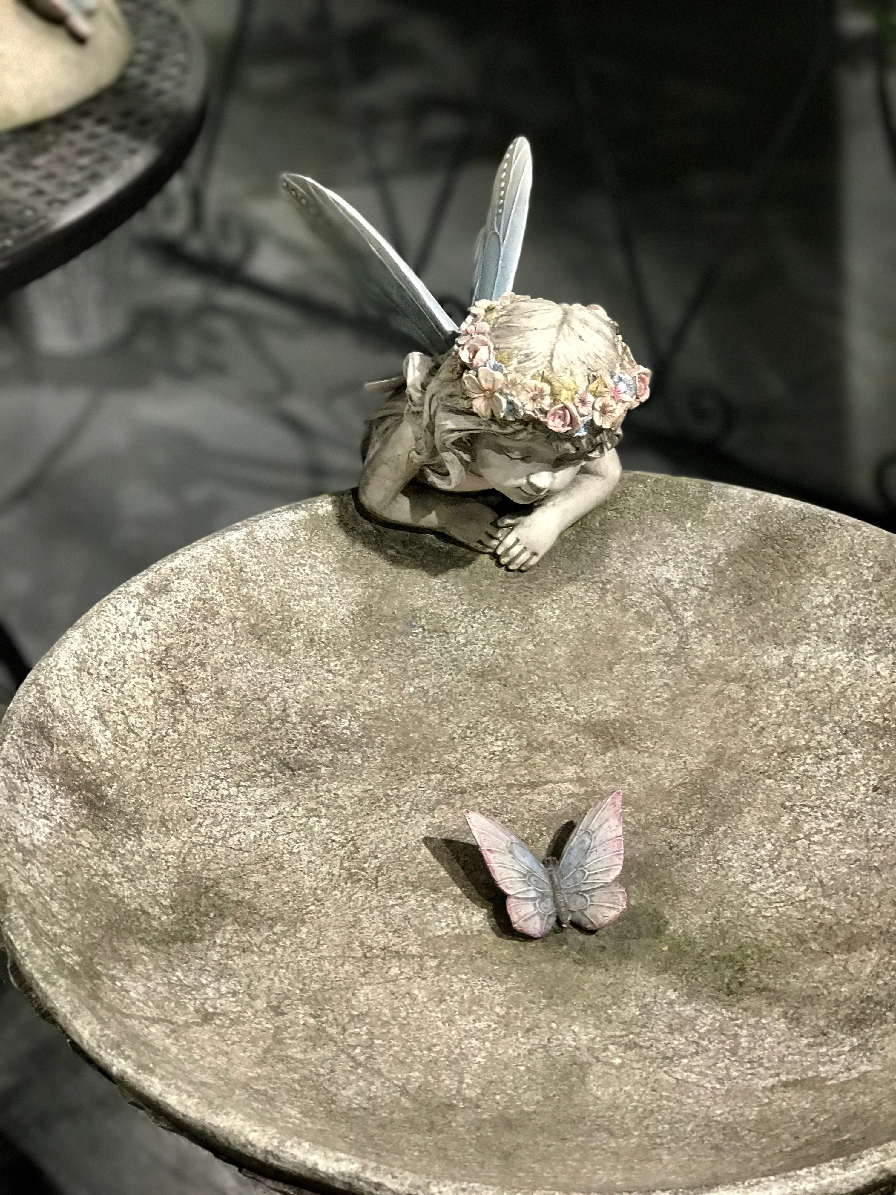 HADA Bird Bath Fairy with Butterfly